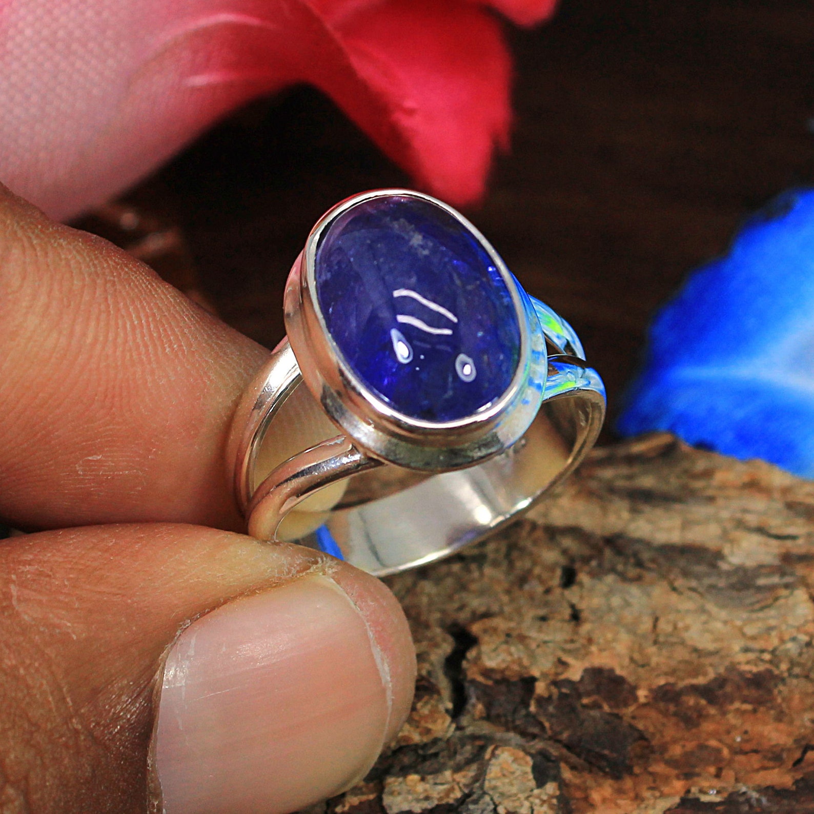 Tanzanite Split Band Ring-925 Sterling Silver-Natural | Etsy