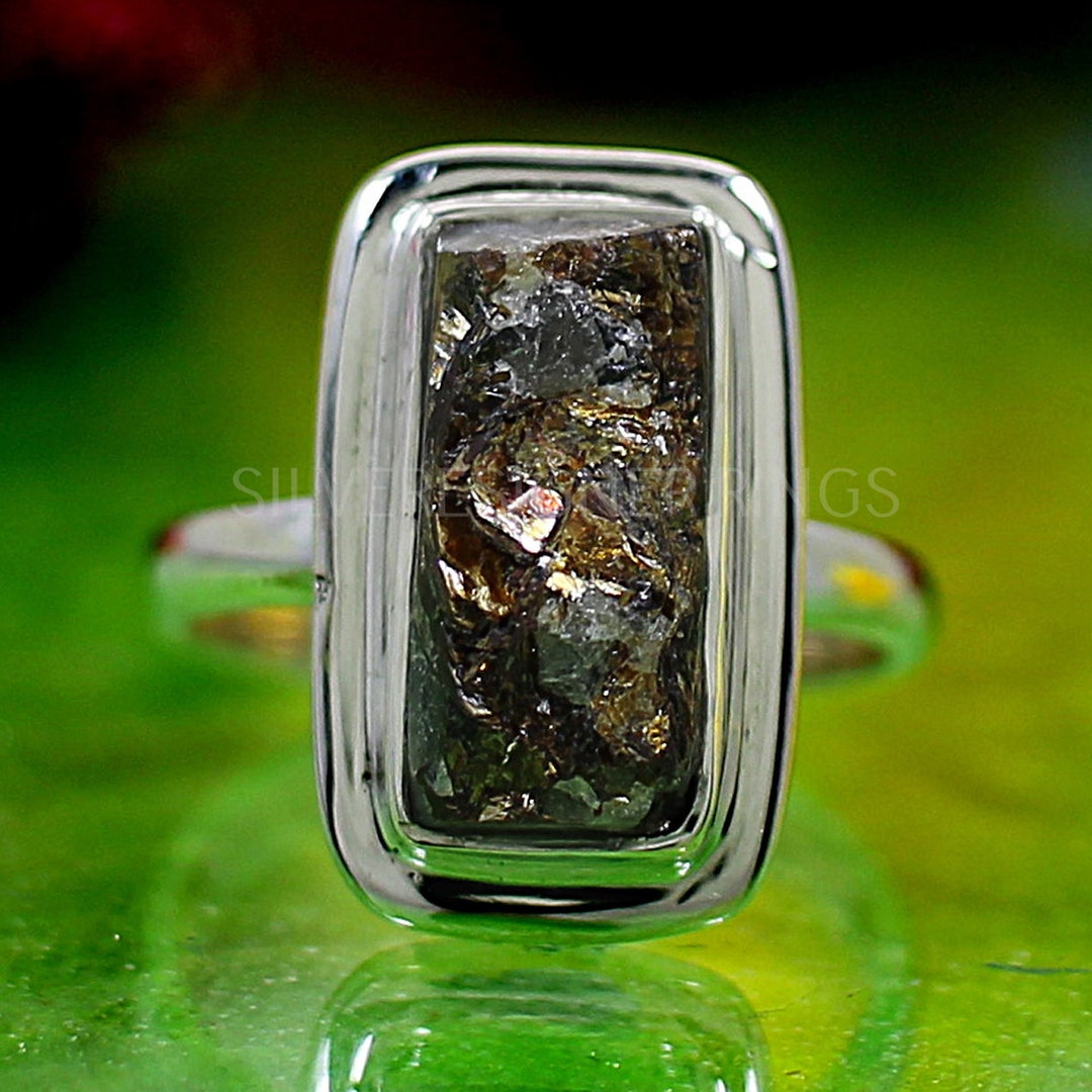 Rectangle Astrophyllite Druzy Ring: 925 Sterling Silver, Rare Gemstone ...
