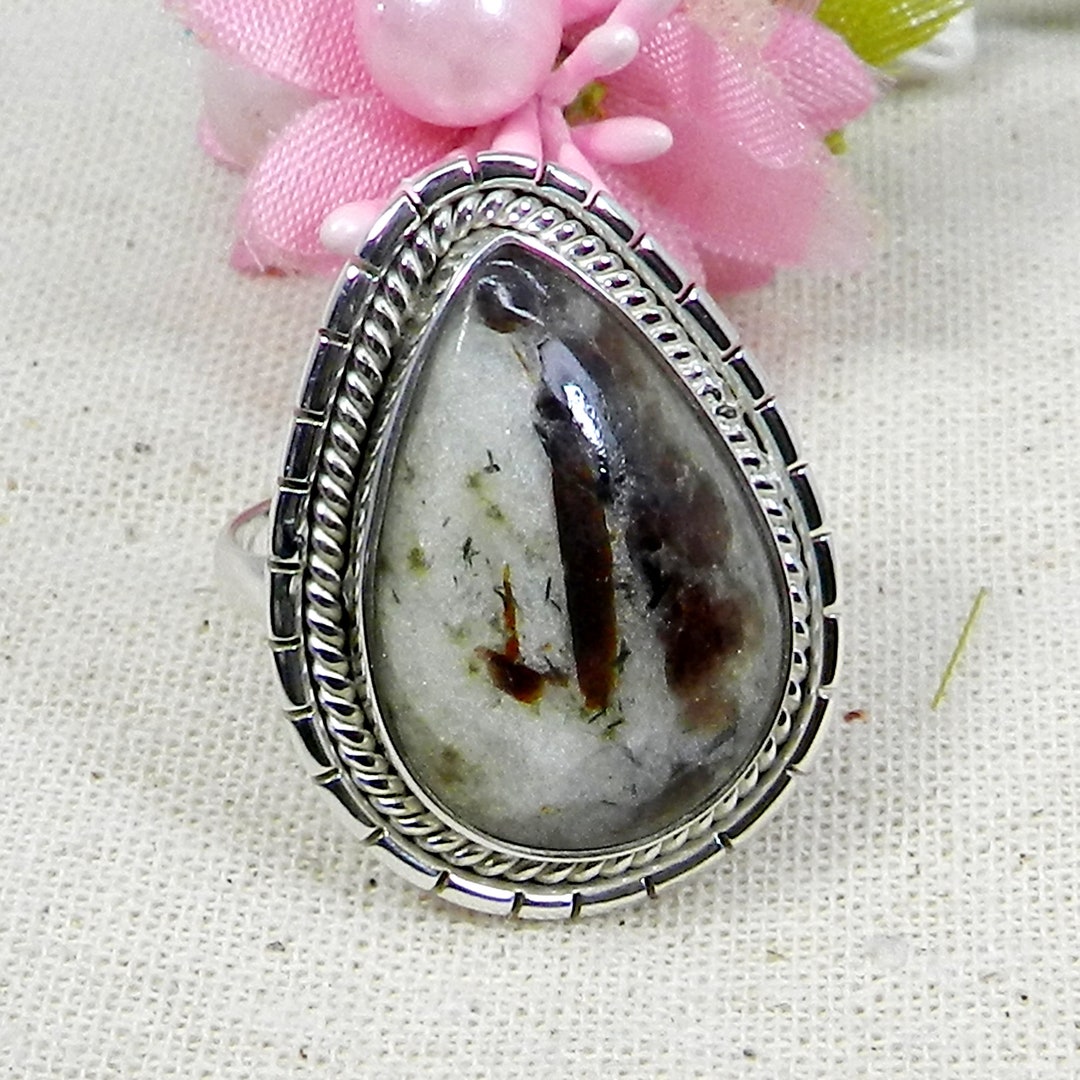 Handmade Pear Astrophyllite Ring – Sterling Silver Statement Ring - Etsy