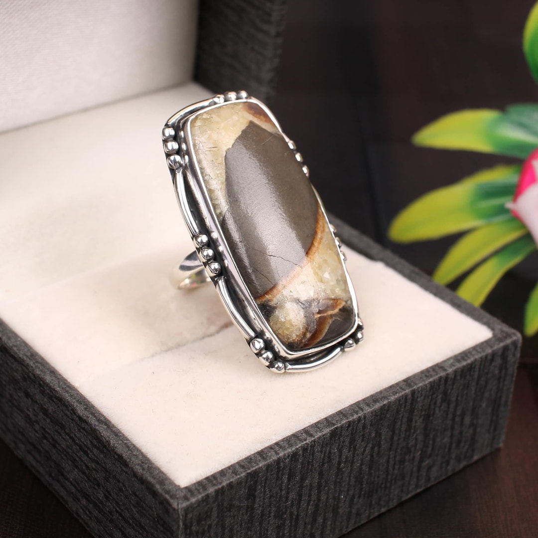 Handmade Septarian Jasper Ring: Sterling Silver Statement Ring - Etsy