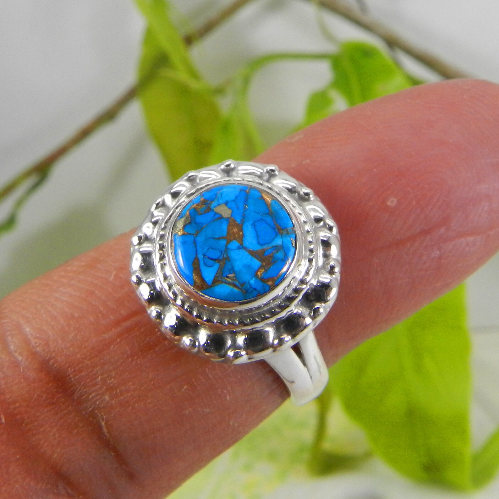 Designer Ring Copper Turquoise Ring Split Band Ring Blue | Etsy