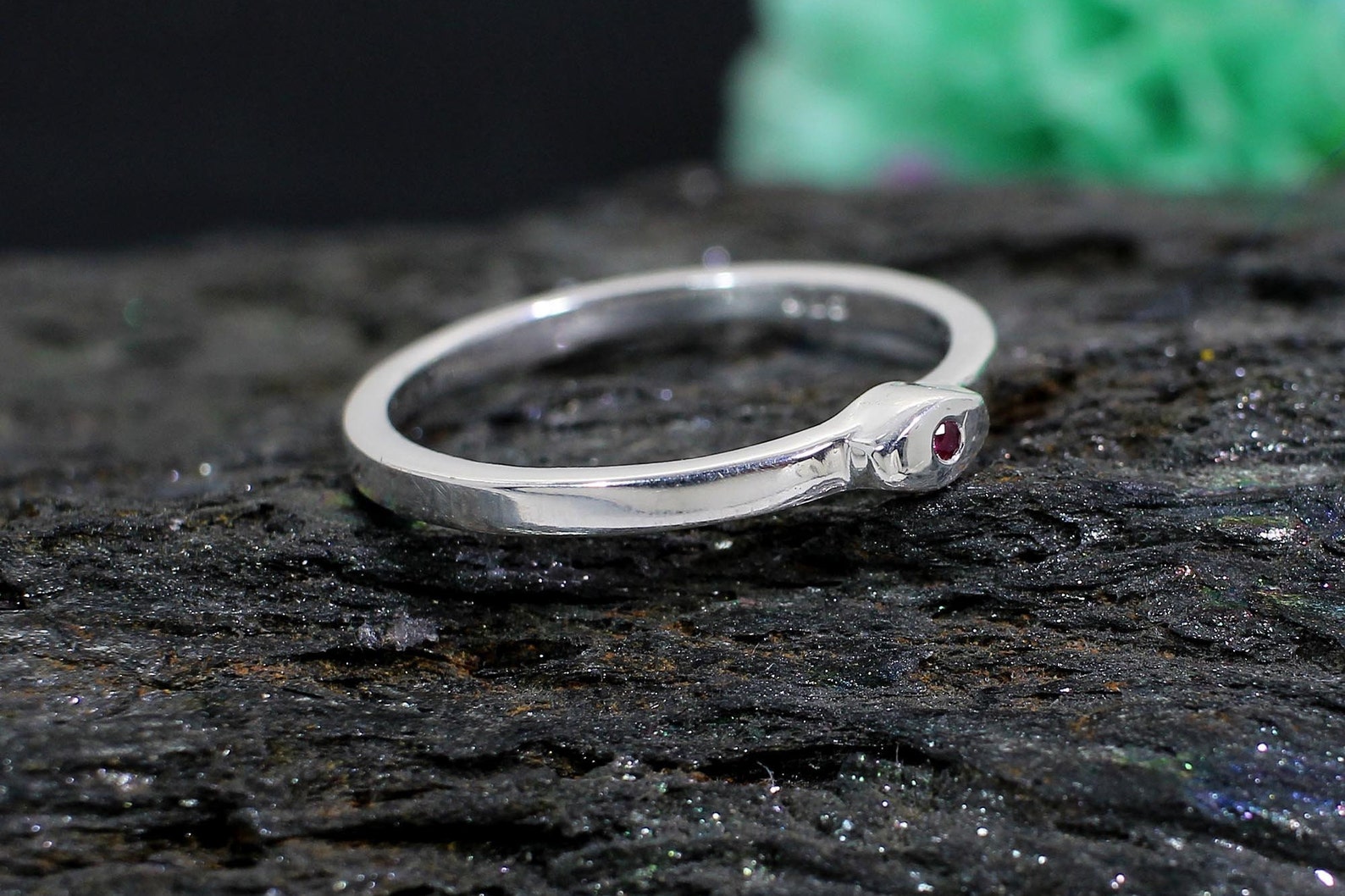 Pink Evil Eye Ring Minimalist Silver Ring Handmade - Etsy