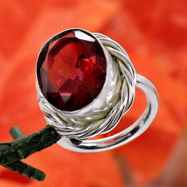 Bold Garnet Hydro Ring Bezel Set Ring Handcrafted Ring - Etsy