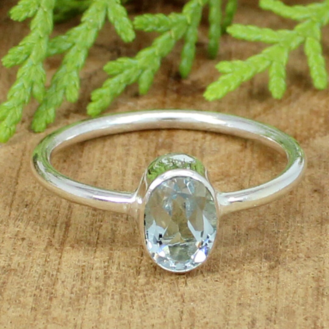 Natural White Topaz Ring Silver,solitaire Rings,925 Silver Ring ...