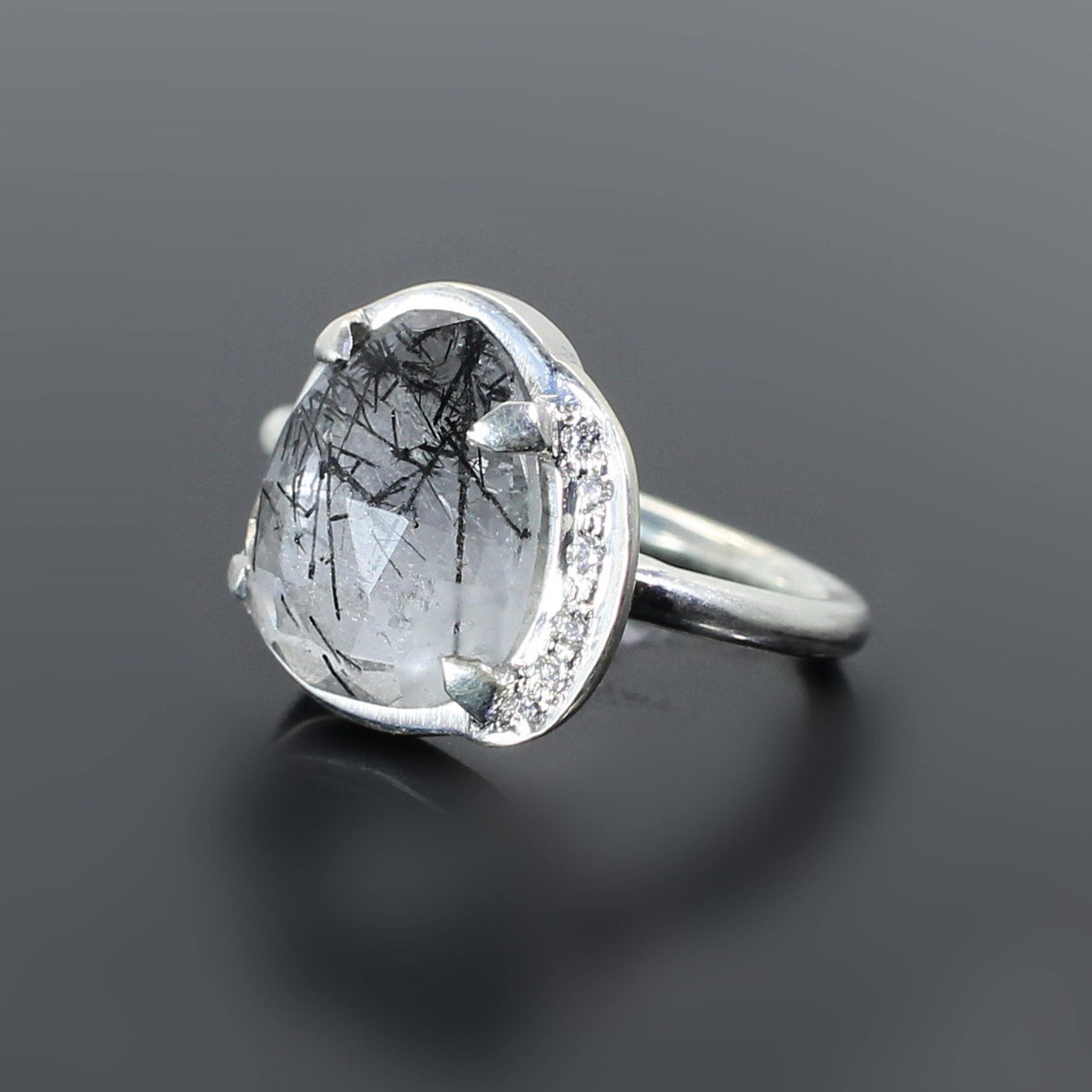 Black Rutile Quartz Ring Natural Black Rutile Ring Cubic - Etsy