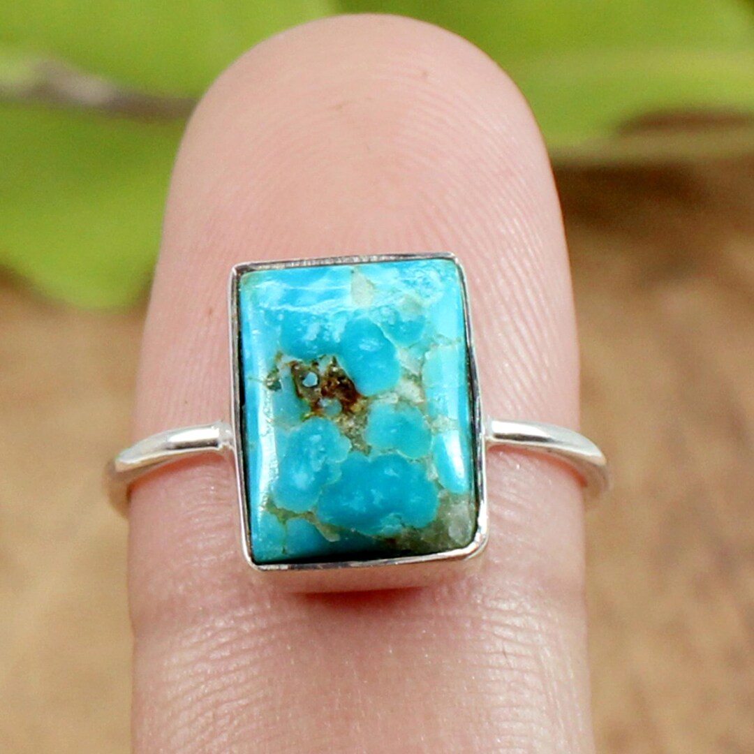 American Turquoise Ring: 925 Sterling Silver, Handmade Boho Artisan ...
