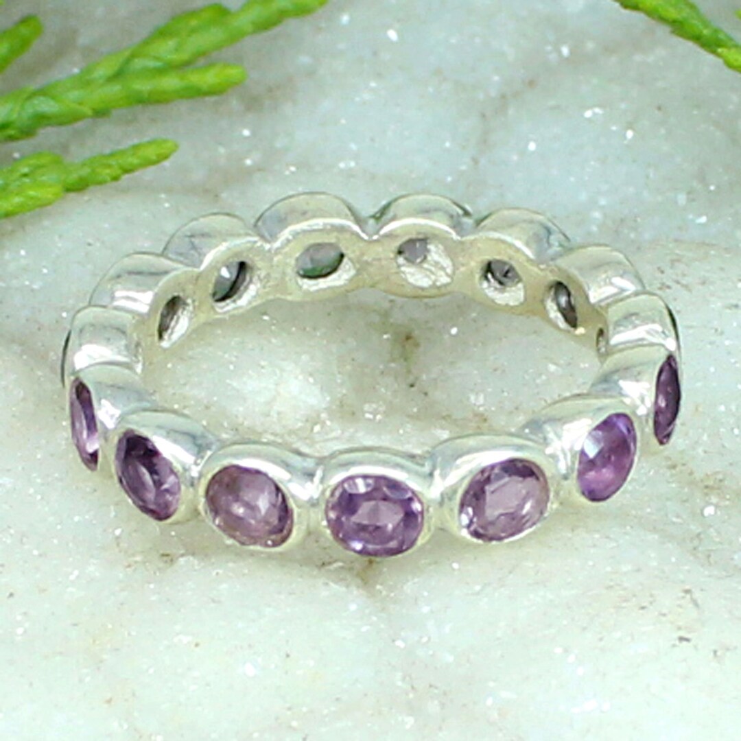 Handmade Purple Amethyst Eternity Ring, Sterling Silver Infinity Band ...