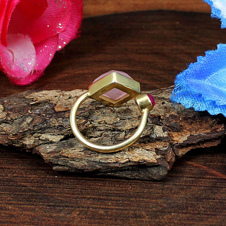 Rose Quartz Ring-adjustable Ring-fuchsia Chalcedony Ring-gold Plated ...