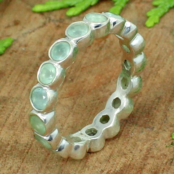 Aqua Chalcedony 925 Sterling Silver Eternity Ring | Etsy
