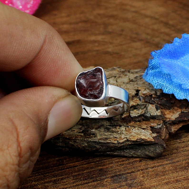 Garnet Ringadjustable Ringgarnet Gemstoneminimalist - Etsy
