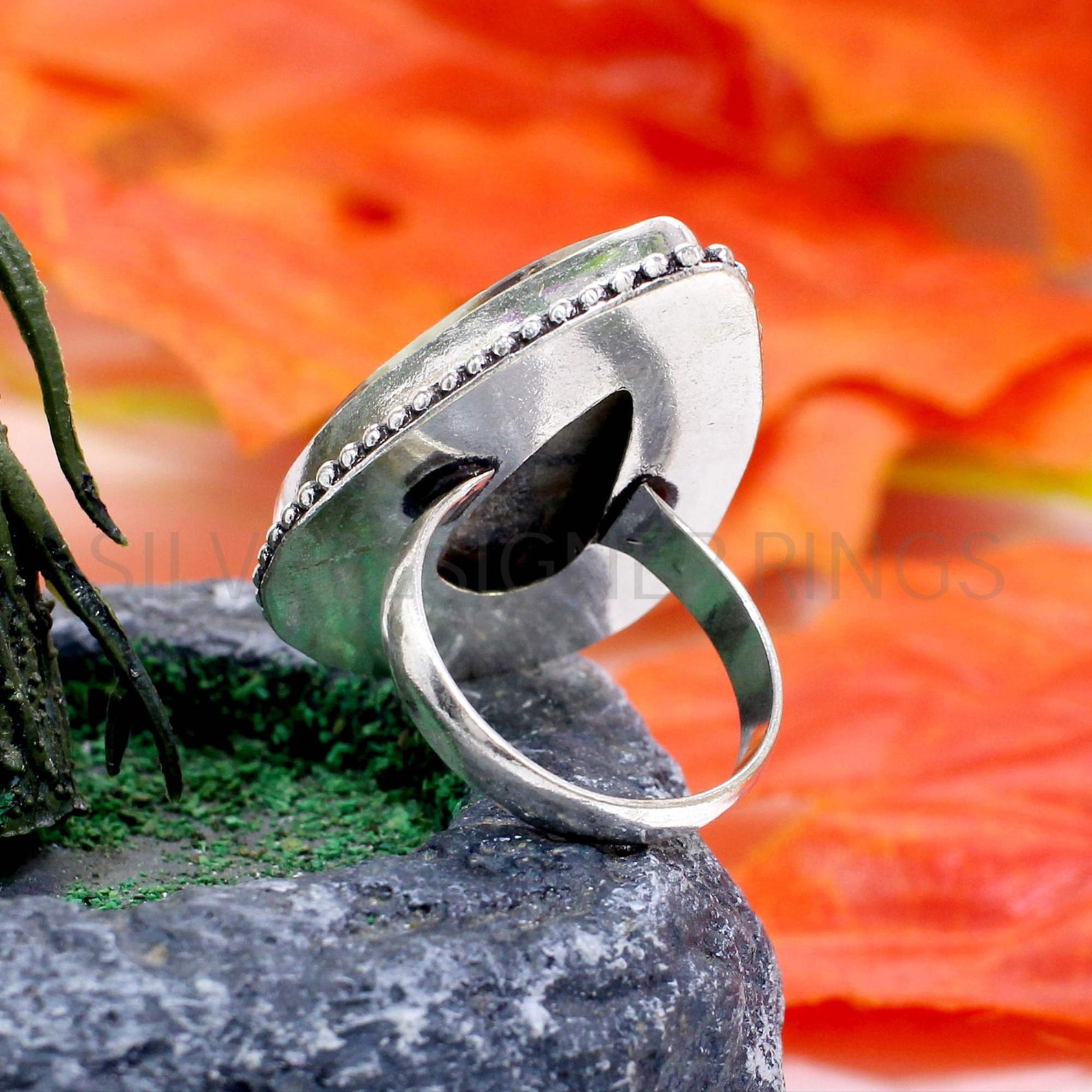 Pear Septarian Ring Large Septarian Jasper Ring Silver - Etsy