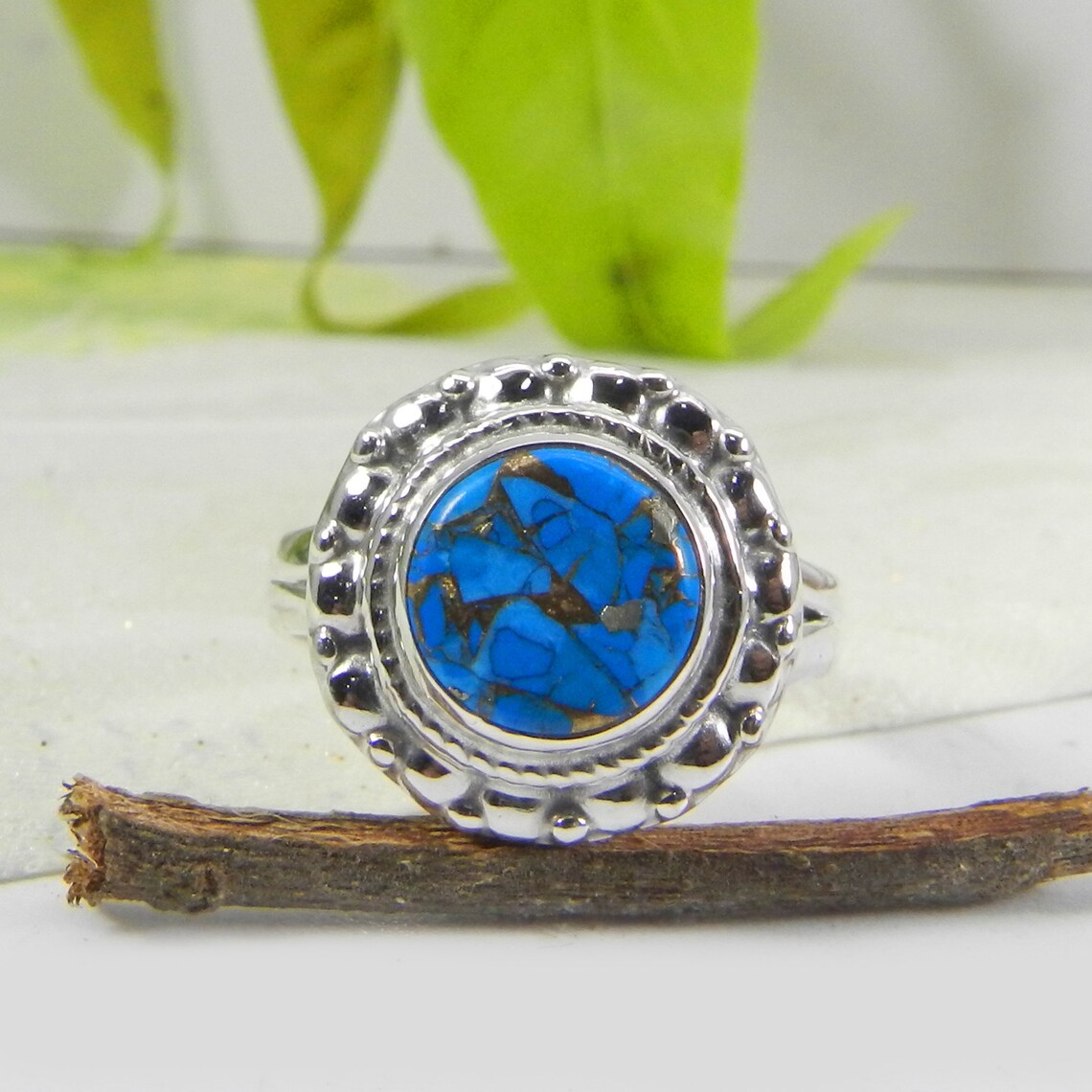 Designer Ring Copper Turquoise Ring Split Band Ring Blue | Etsy