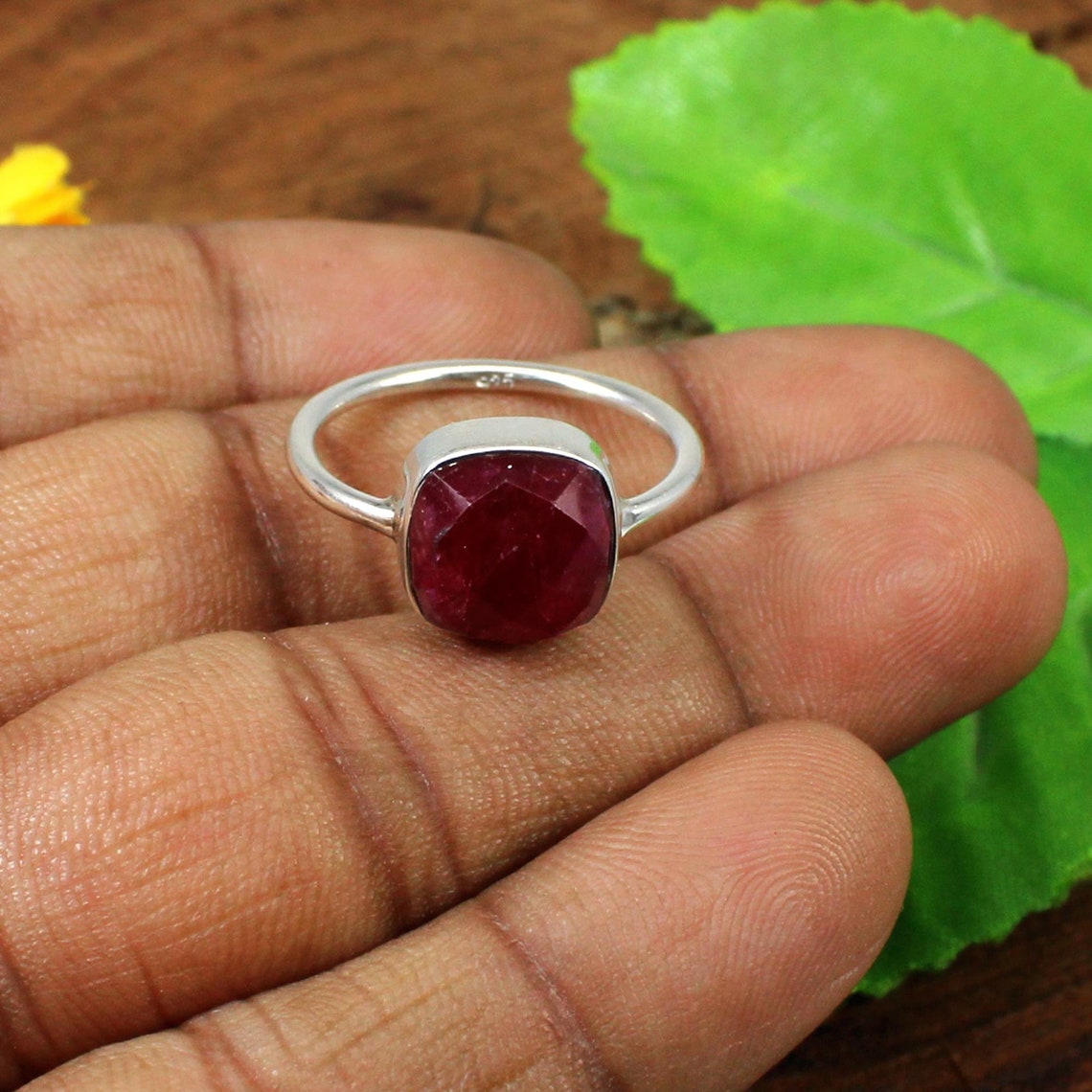 Indian Ruby Ring Ruby Gemstone Jewelry 925 Sterling Silver | Etsy