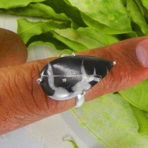 Septarian Ring, Septarian 23x12mm Pear Gemstone Ring, Prong Ring ...