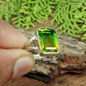 Yellow & Green Bio Color Doublet 925 Sterling Silver Ring - Etsy