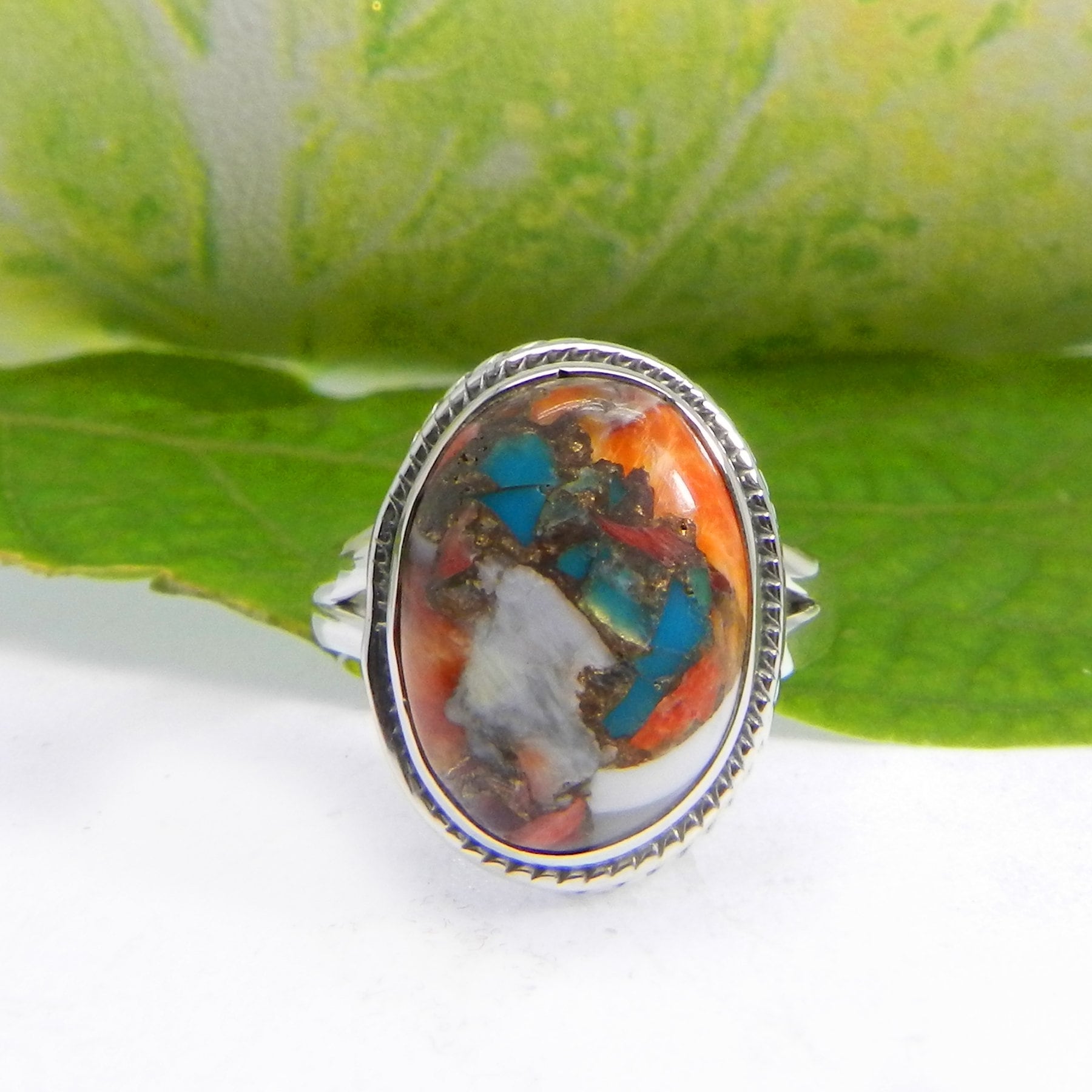 Copper Oyster Turquoise 14x10mm Oval Gemstone Ring Split | Etsy