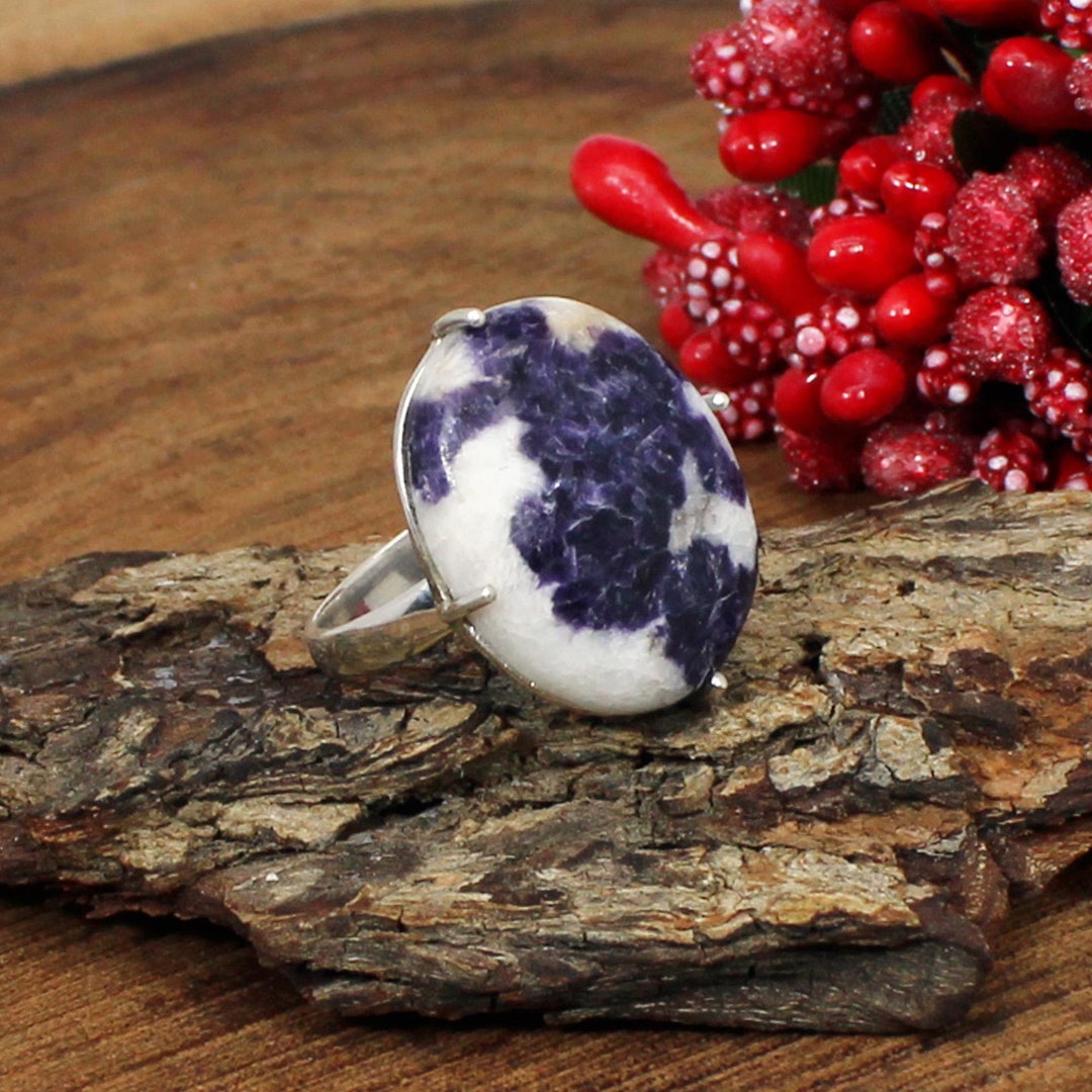Lepidolite Ring, Solid 925 Sterling Silver Ring, Purple Ring, Simple ...