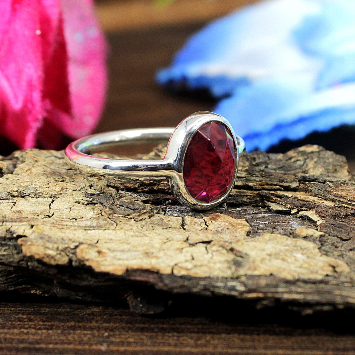 Pink Tourmaline Stone Ring-925 Sterling Silver-Pink Silver | Etsy
