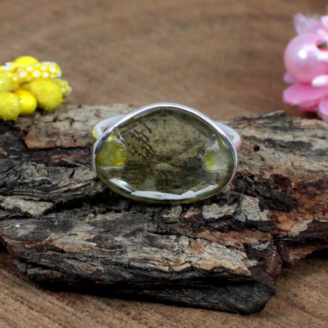 Natural Citrine Stone Ring, 925 Silver Sterling Silver, Citrine Ring ...