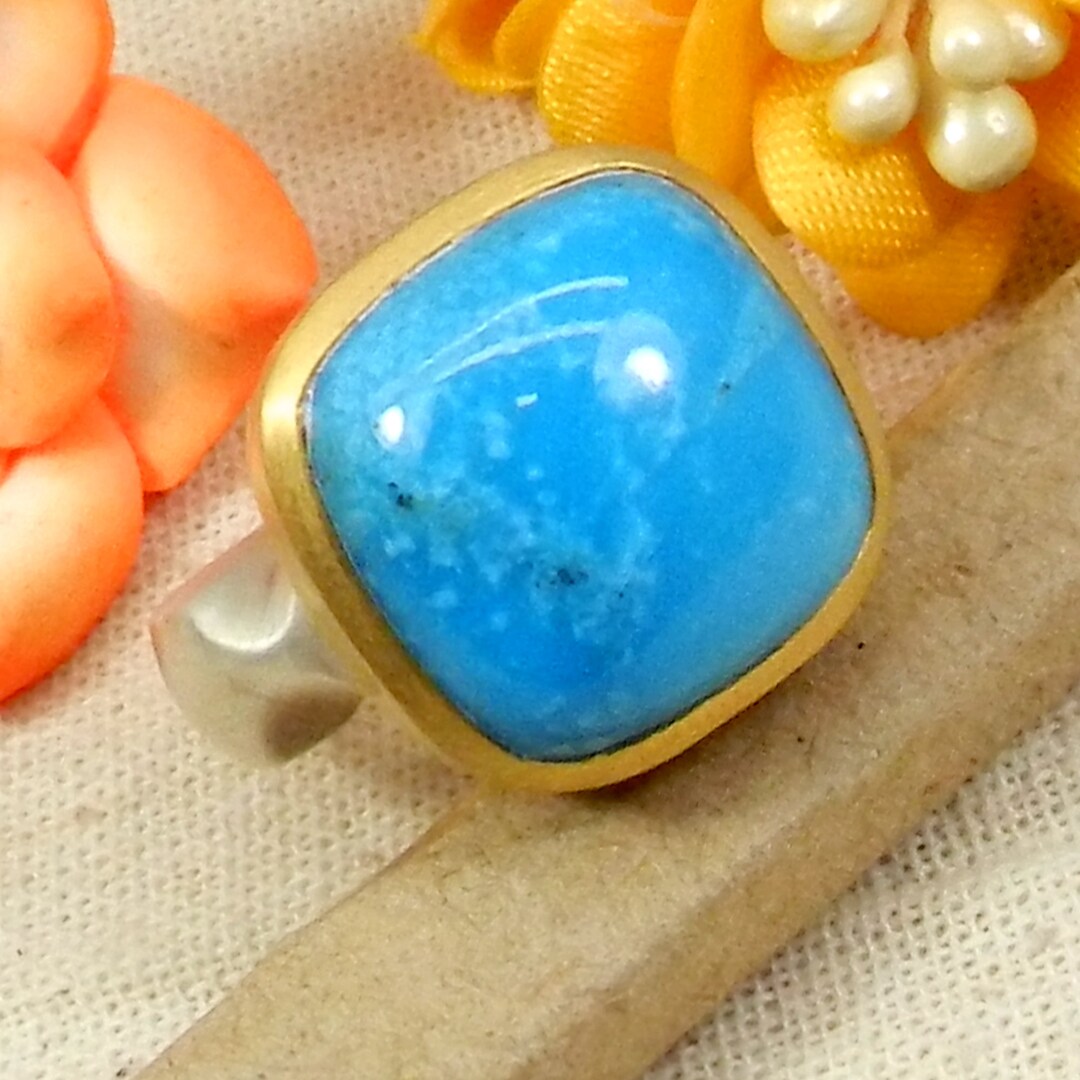 Natural Native American Nacozari Turquoise Cabochon 925 - Etsy