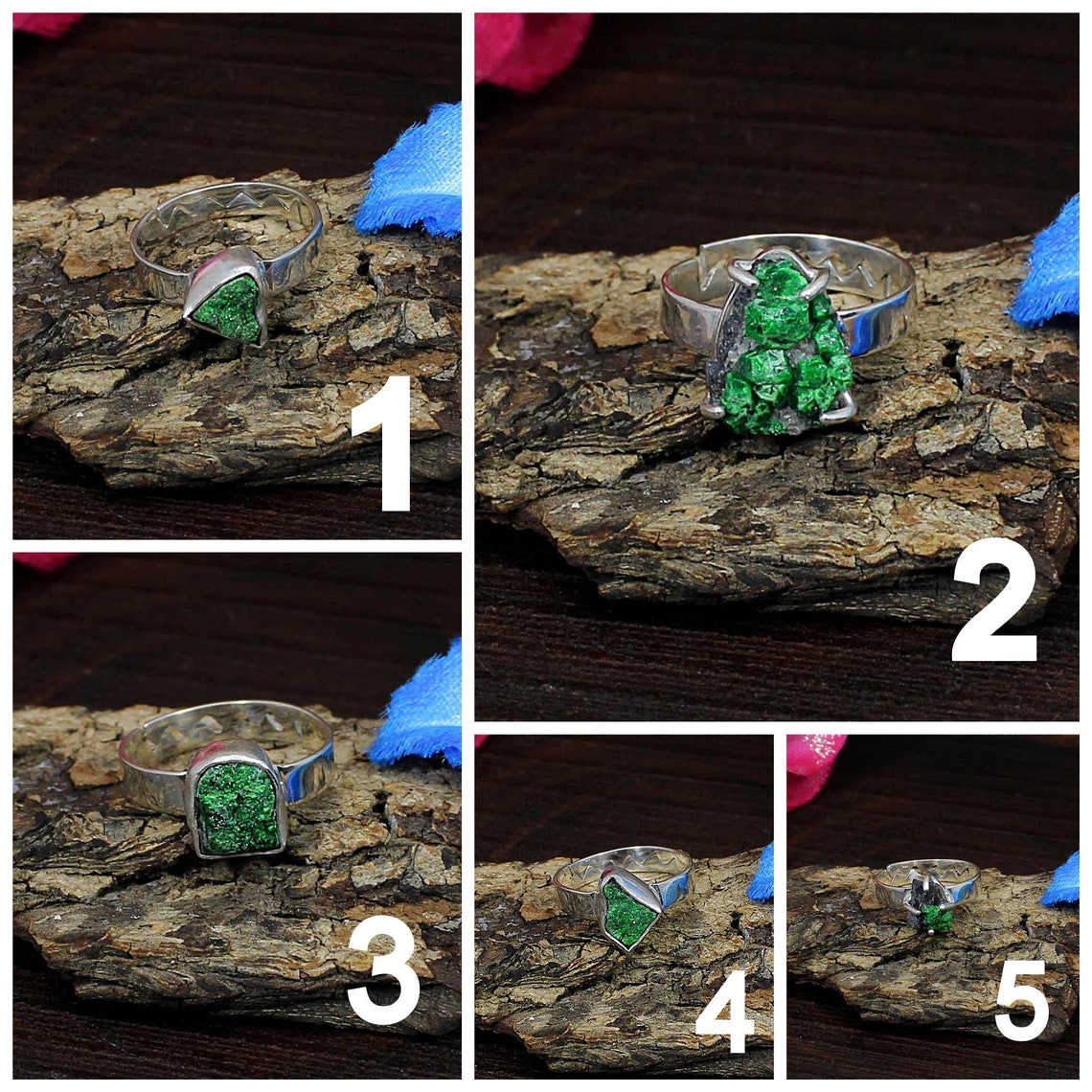 Uvarovite Ring925 Ringuvarovite Gemstoneadjustable - Etsy