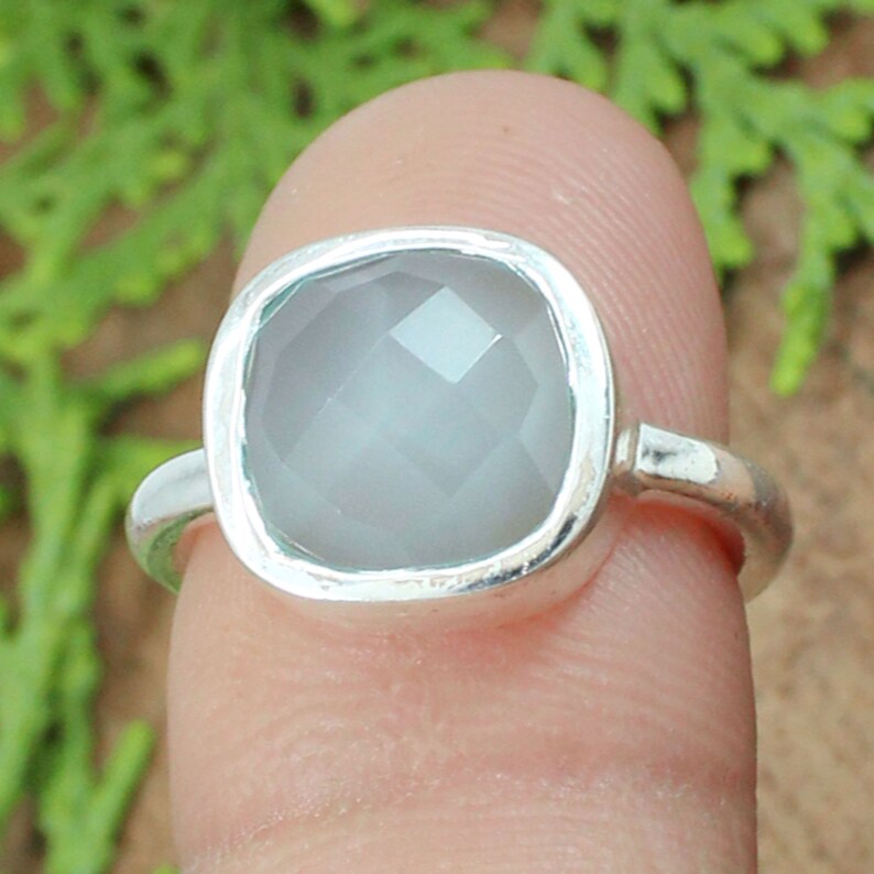 Aqua Chalcedony Ring Natural Chalcedony Light Blue Stone | Etsy