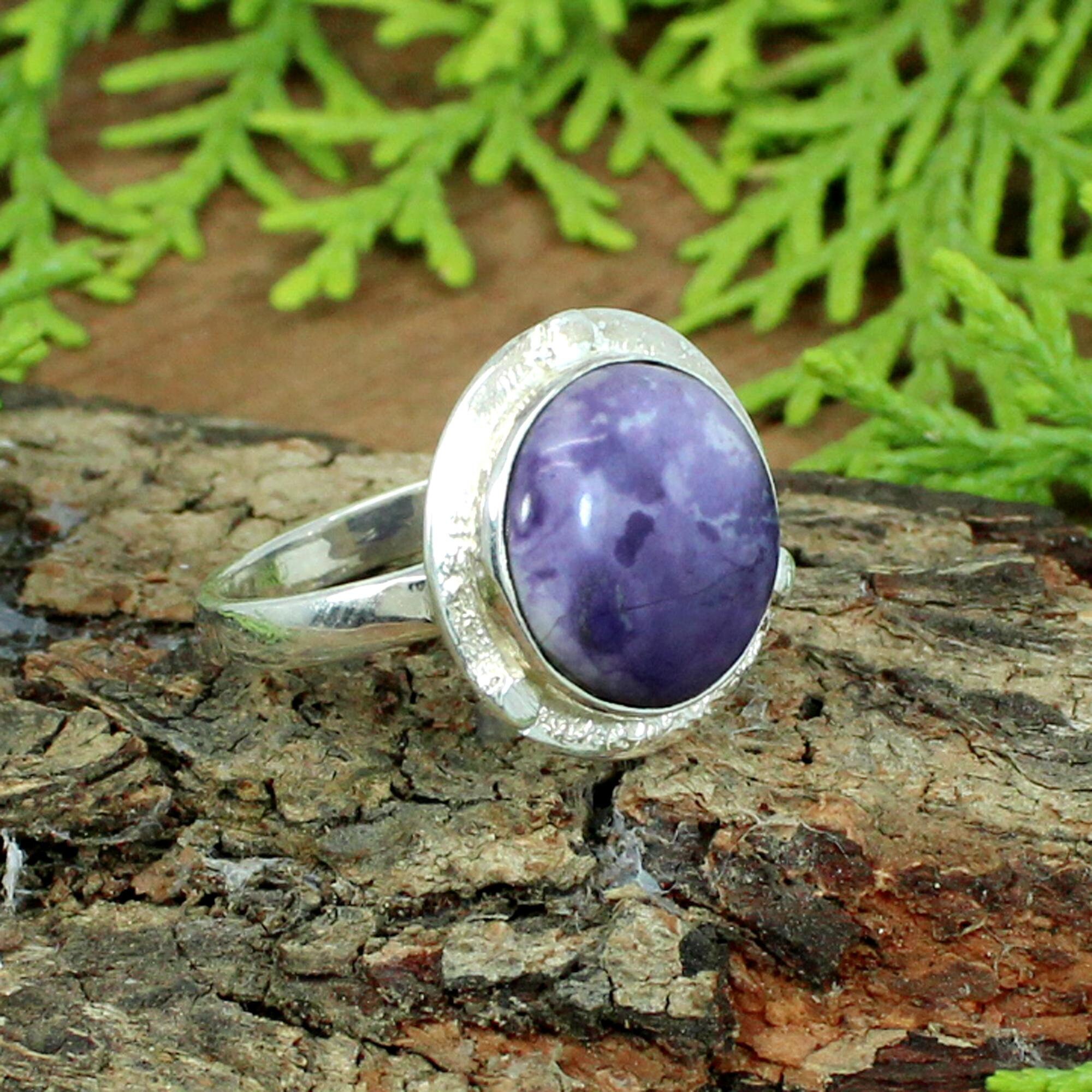 Natural Tiffany Jasper Round Purple Stone Handmade 925 | Etsy