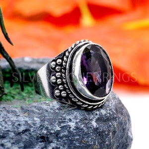 Oval Amethyst Ring Purple Amethyst 14x10mm Oval Gemstone - Etsy