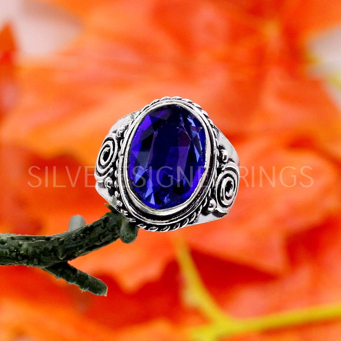 Tanzanite Hydro Ring Blue Stone Ring Oxidized Sterling - Etsy