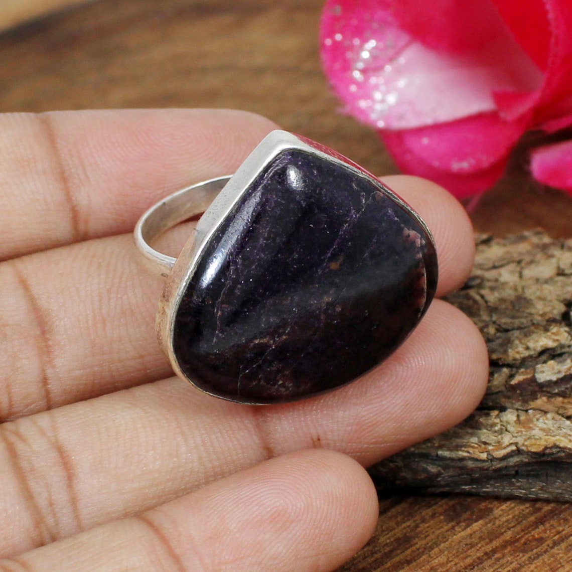 Natural Sugilite Ring Suglite Gemstone Jewelry 925 Sterling | Etsy