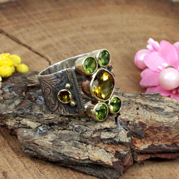 Silver Peridot Ring - Etsy