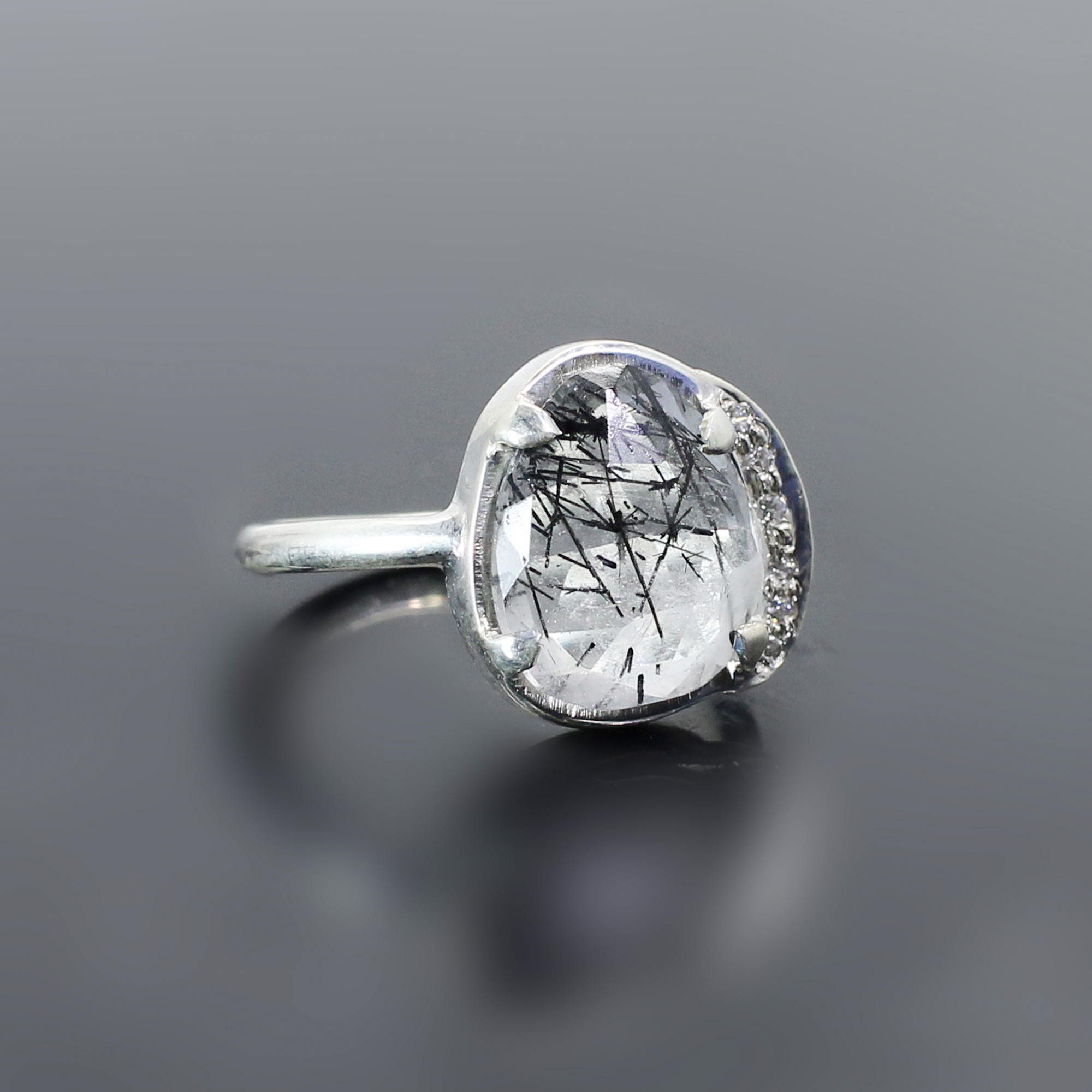 Black Rutile Quartz Ring Natural Black Rutile Ring Cubic | Etsy