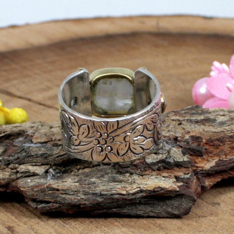 Moonstone Ring Handmade Designer Silver Ring Two Tone Ring | Etsy