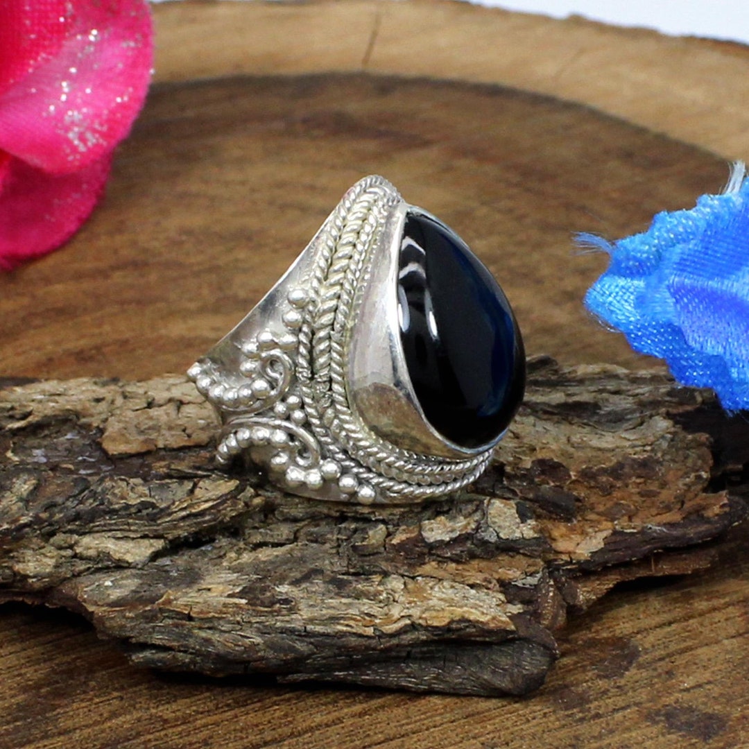 Onyx Ring, Onyx Solitaire Ring. Black Onyx Ring, Vintage Onyx Ring ...