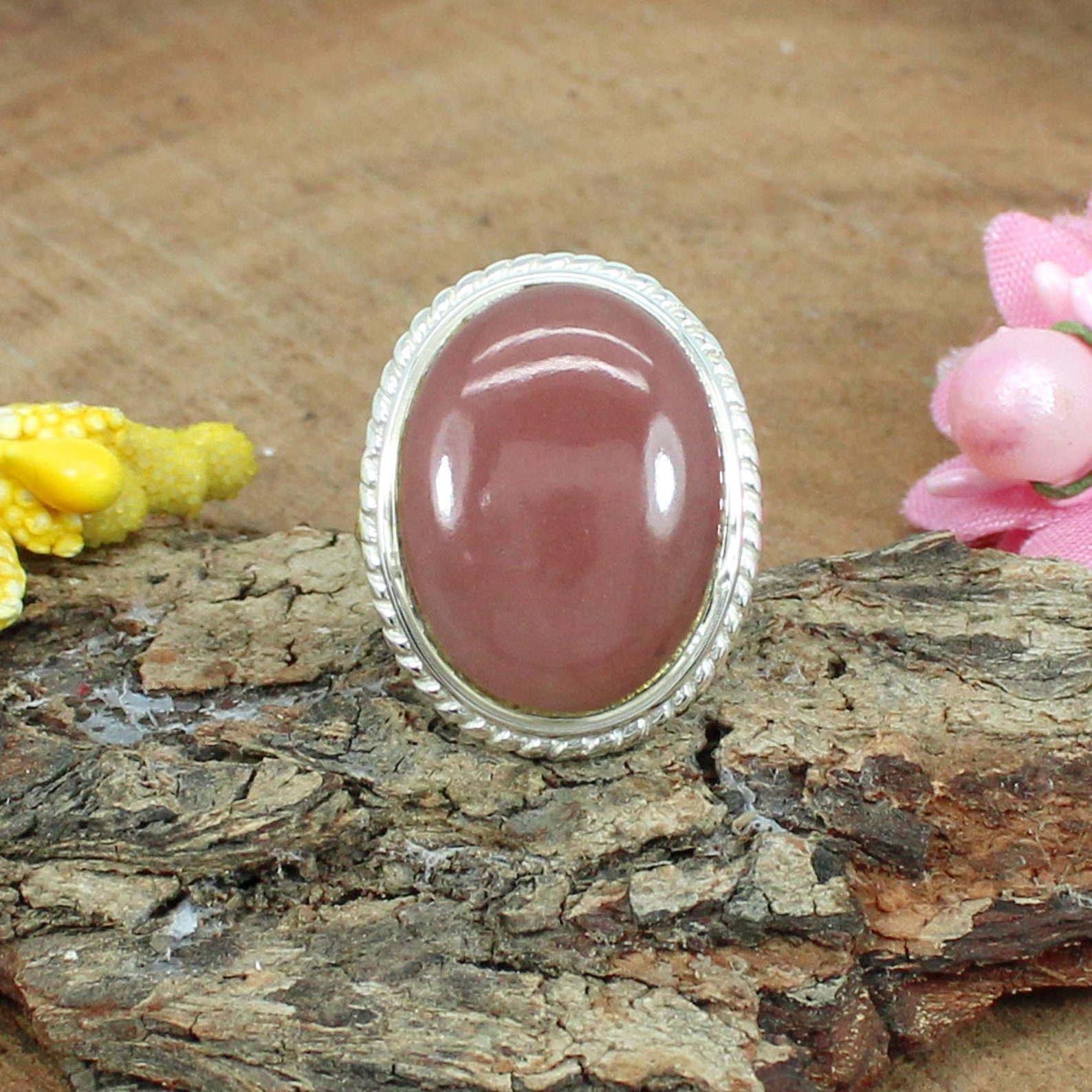 Natural Guava Quartz Gemstone Twisted Wire Designer Ring - Etsy