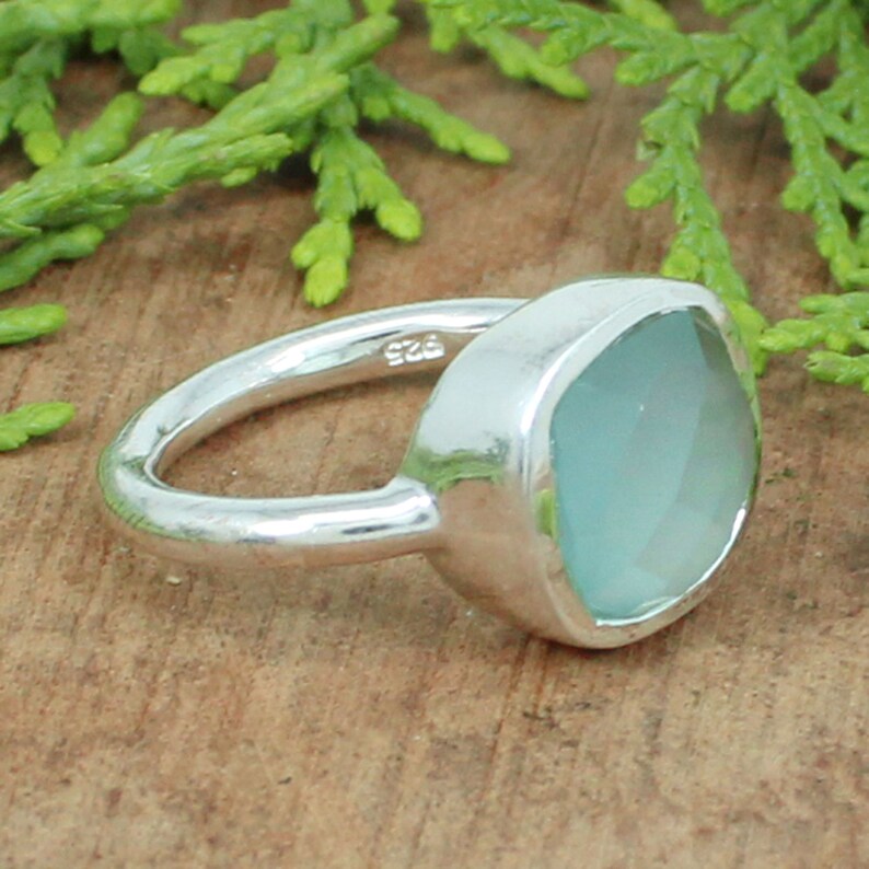 Aqua Chalcedony Ring Natural Chalcedony Light Blue Stone | Etsy