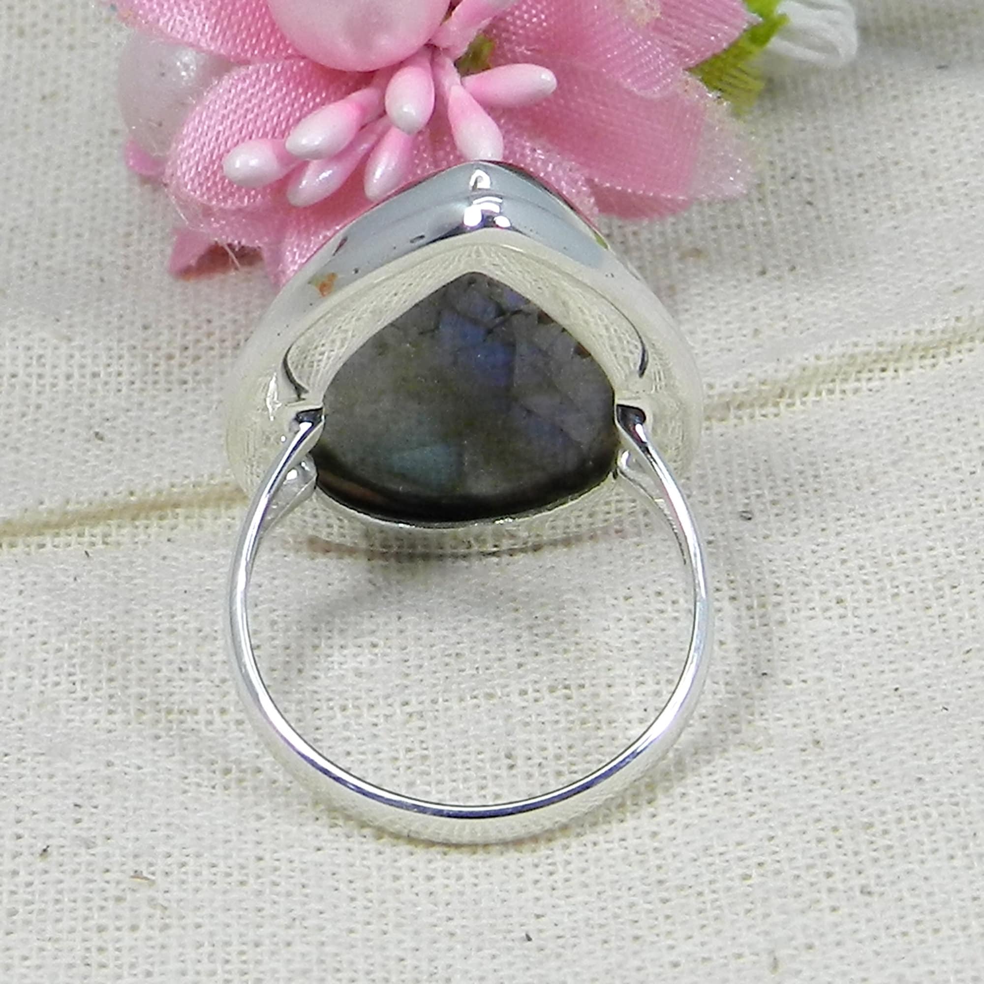 Lustrous Labradorite Stone Ring 925 Sterling Silver | Etsy