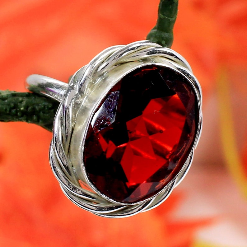 Bold Garnet Hydro Ring Bezel Set Ring Handcrafted Ring - Etsy