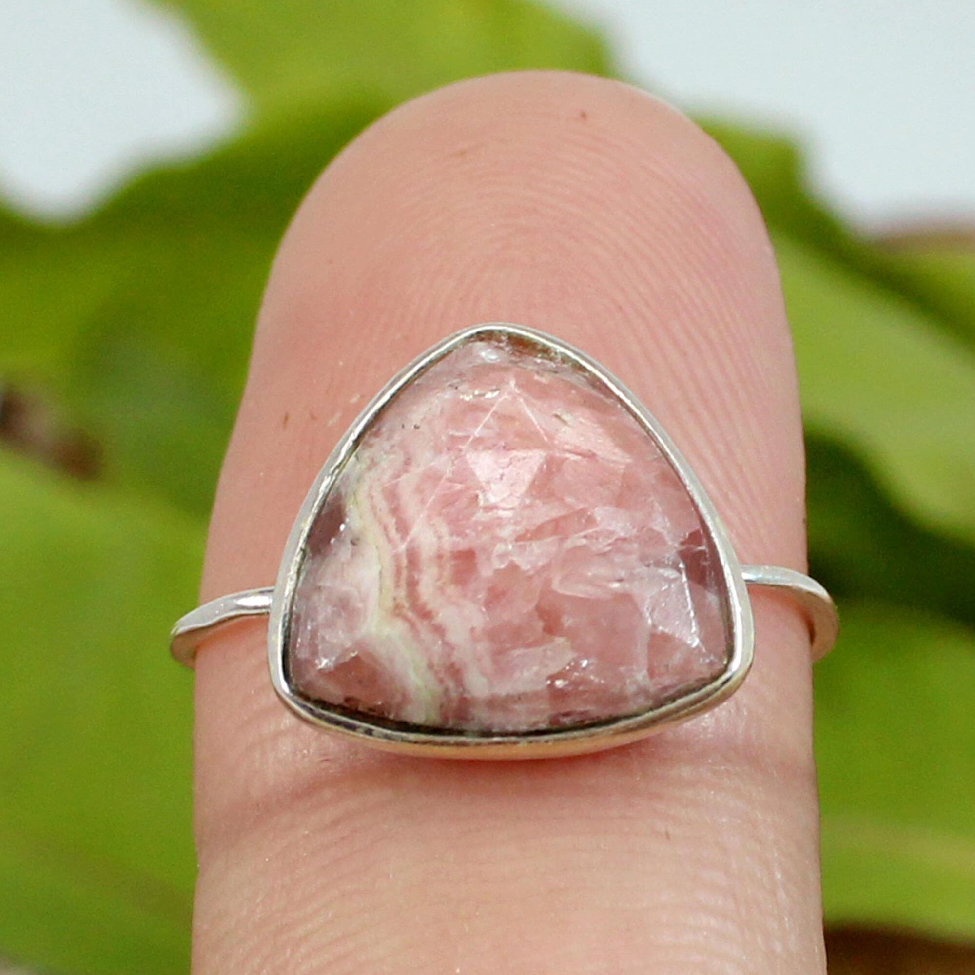 Rhodochrosite Ring Rose Quartz Ring Sterling Silver Ring | Etsy
