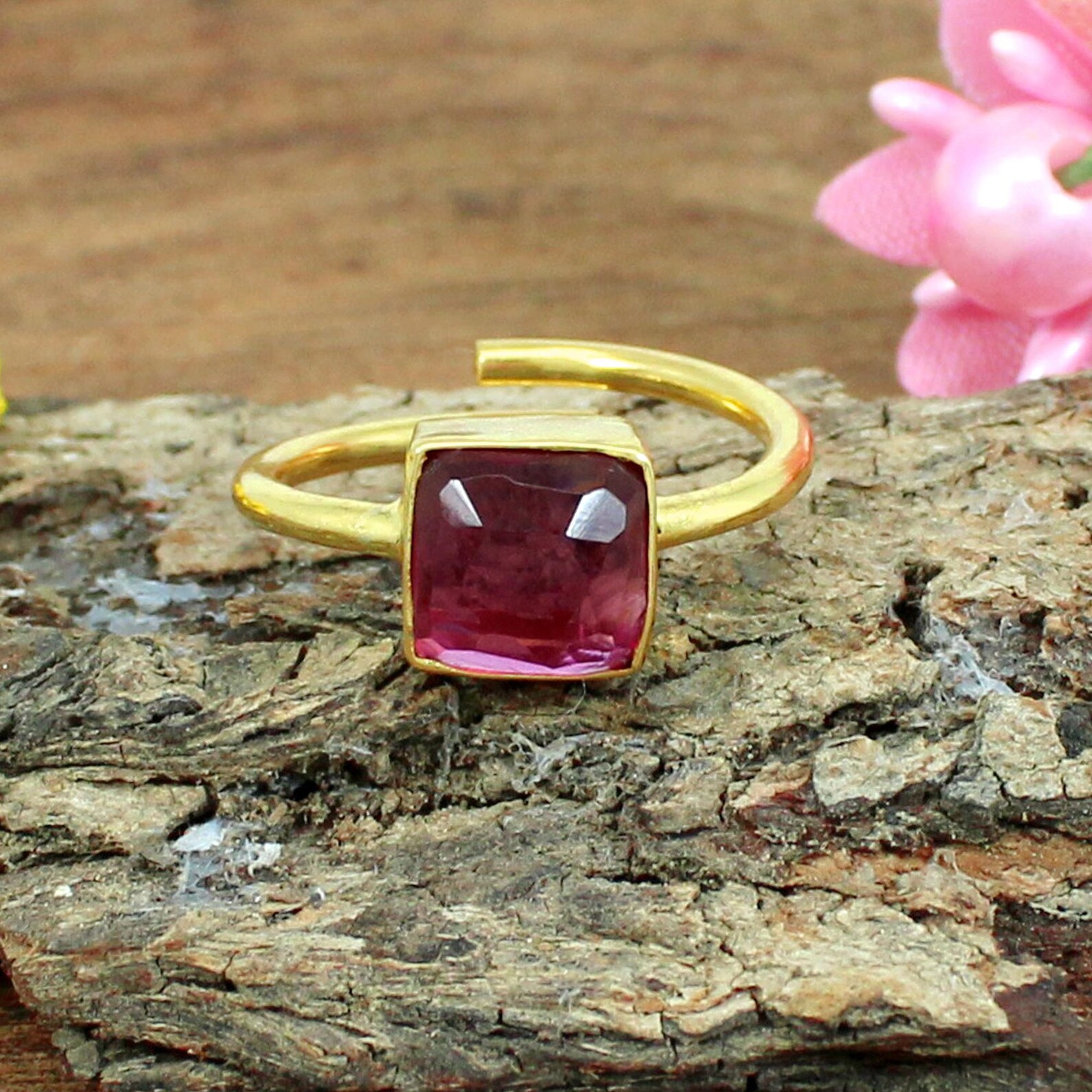 Pink Tourmaline Ring Silver Pink Stone Sterling Silver Ring - Etsy