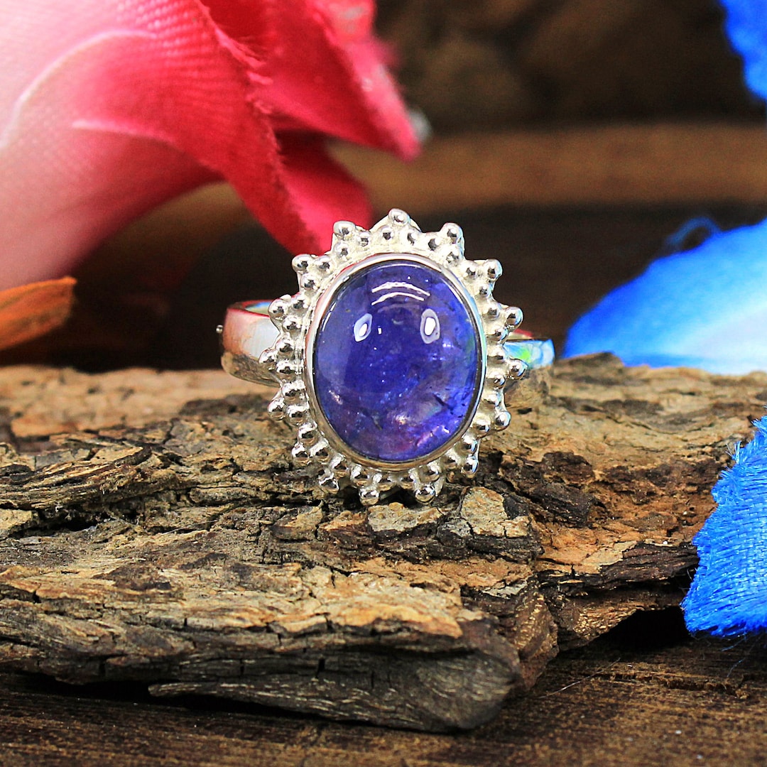 Natural Tanzanite Ring-oval Tanzanite Ring-925 Sterling Silver-bezel ...