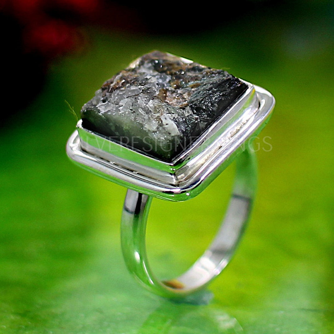 Handmade Square Astrophyllite Druzy Ring: 925 Sterling Silver - Etsy
