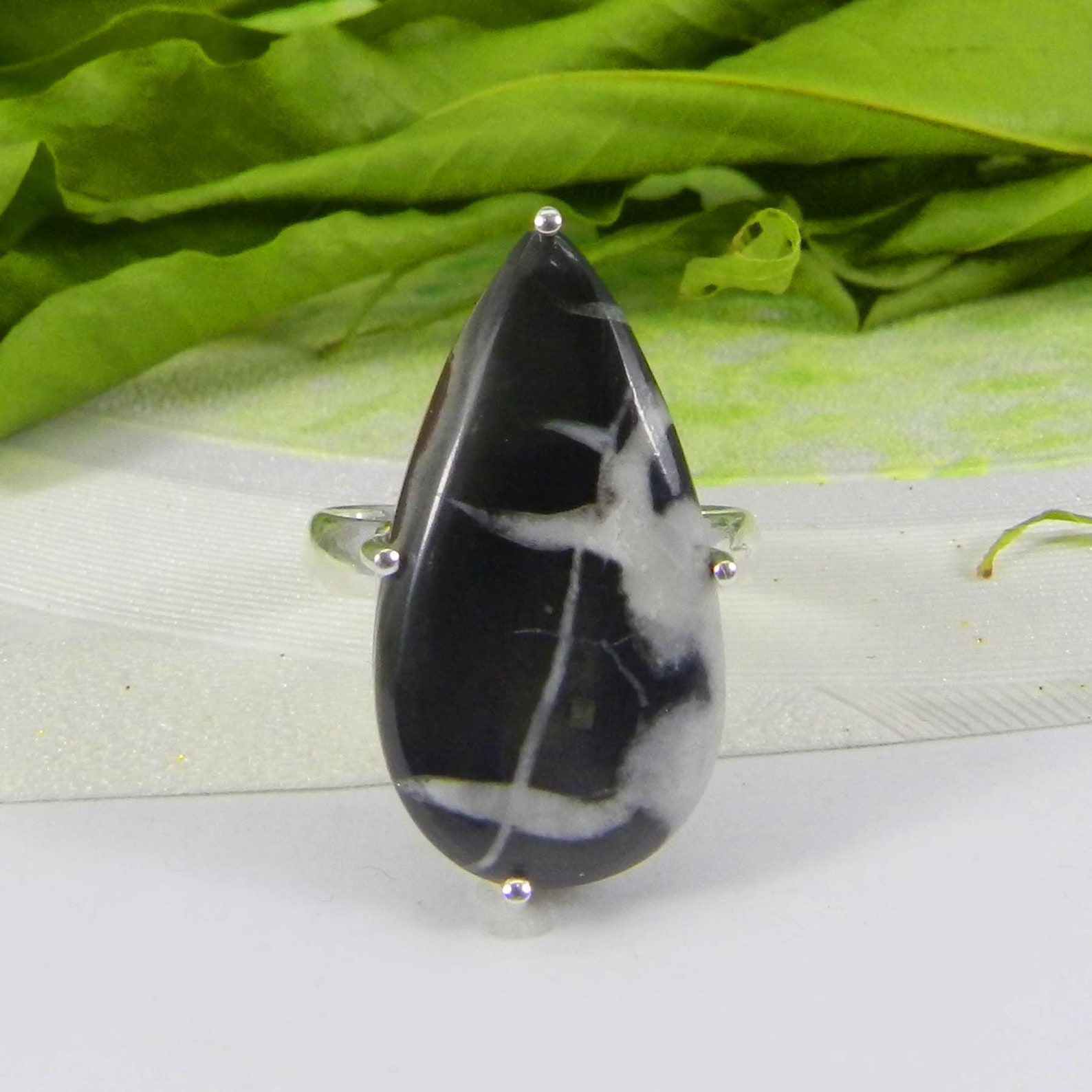 Septarian Ring Septarian 23x12mm Pear Gemstone Ring Prong - Etsy