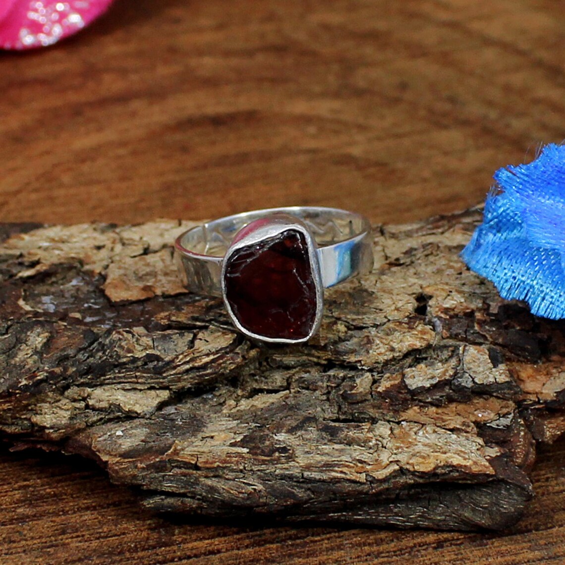 Garnet Ringadjustable Ringgarnet Gemstoneminimalist - Etsy
