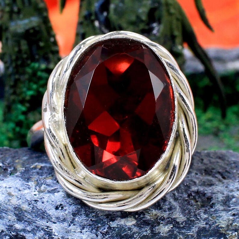Bold Garnet Hydro Ring Bezel Set Ring Handcrafted Ring - Etsy