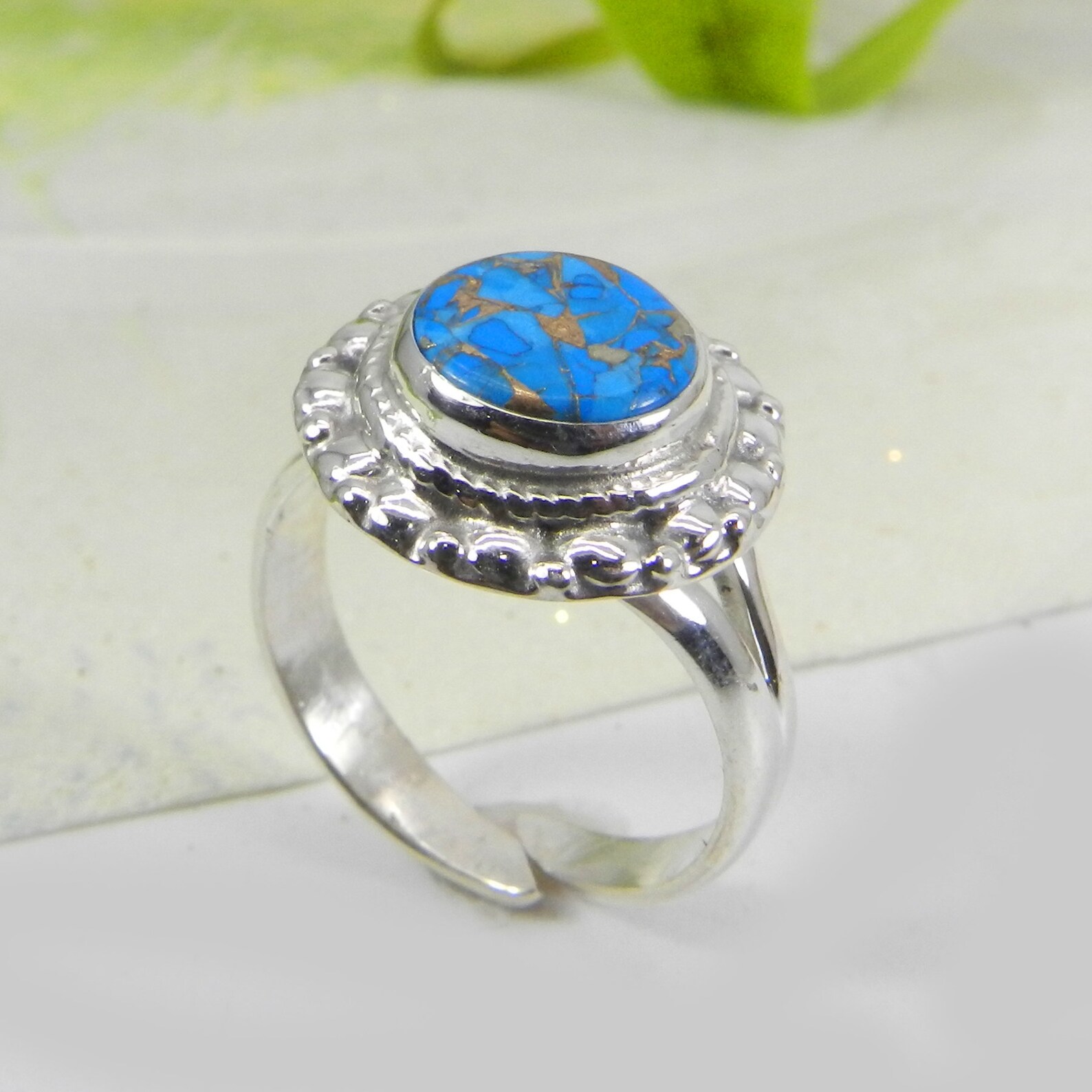 Designer Ring Copper Turquoise Ring Split Band Ring Blue | Etsy