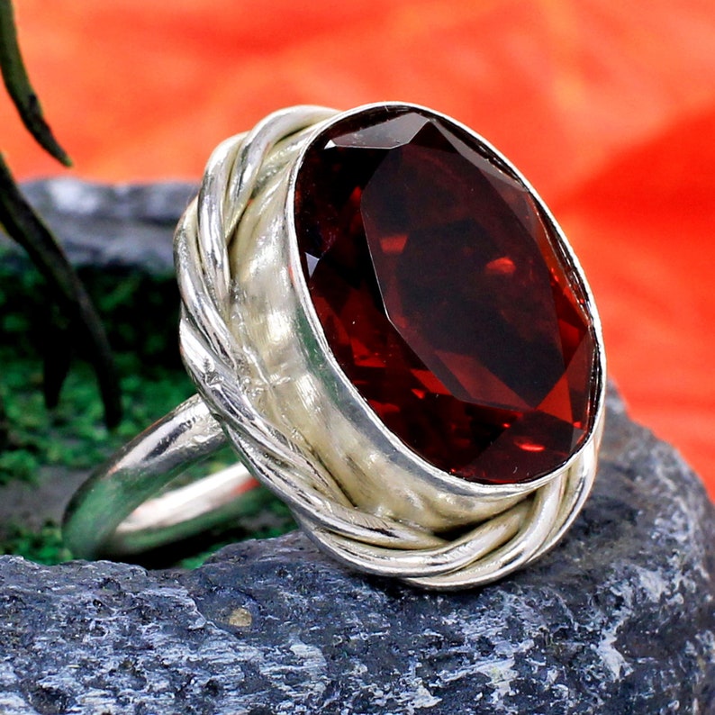 Bold Garnet Hydro Ring Bezel Set Ring Handcrafted Ring - Etsy