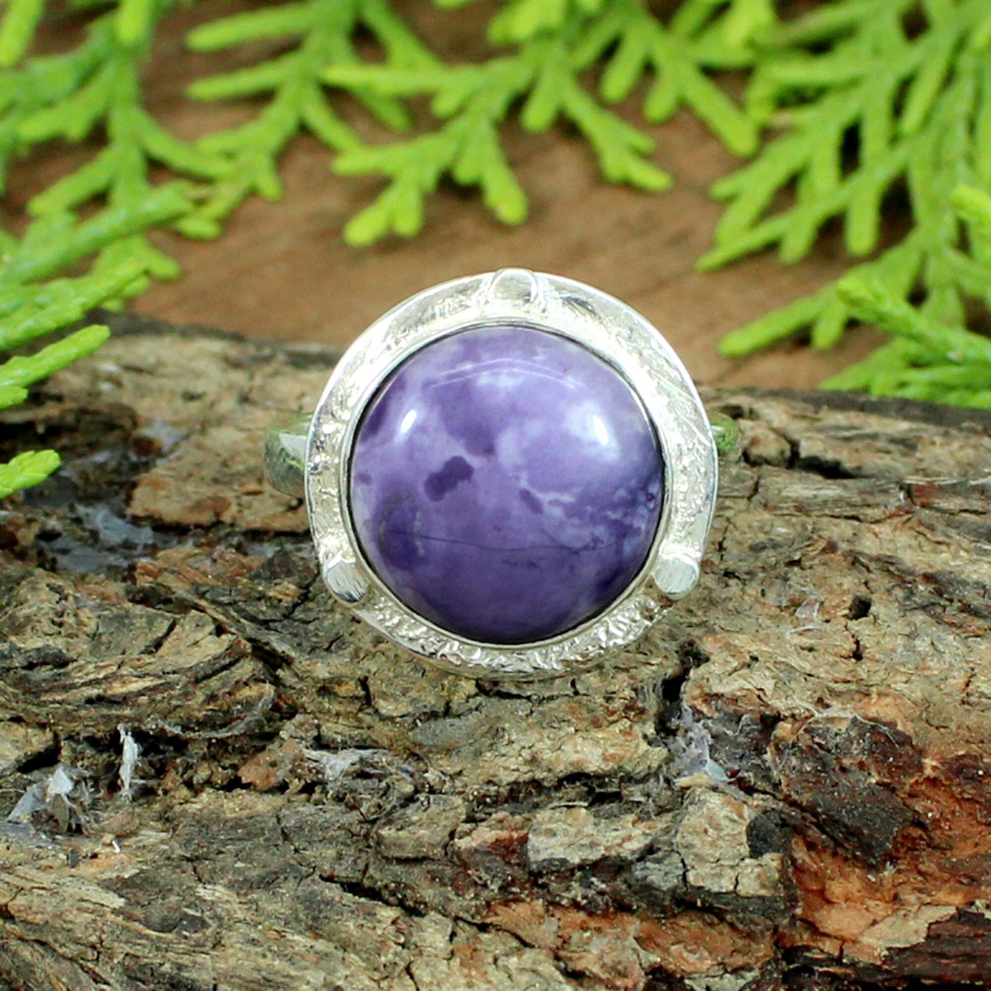 Natural Tiffany Jasper Round Purple Stone Handmade 925 | Etsy