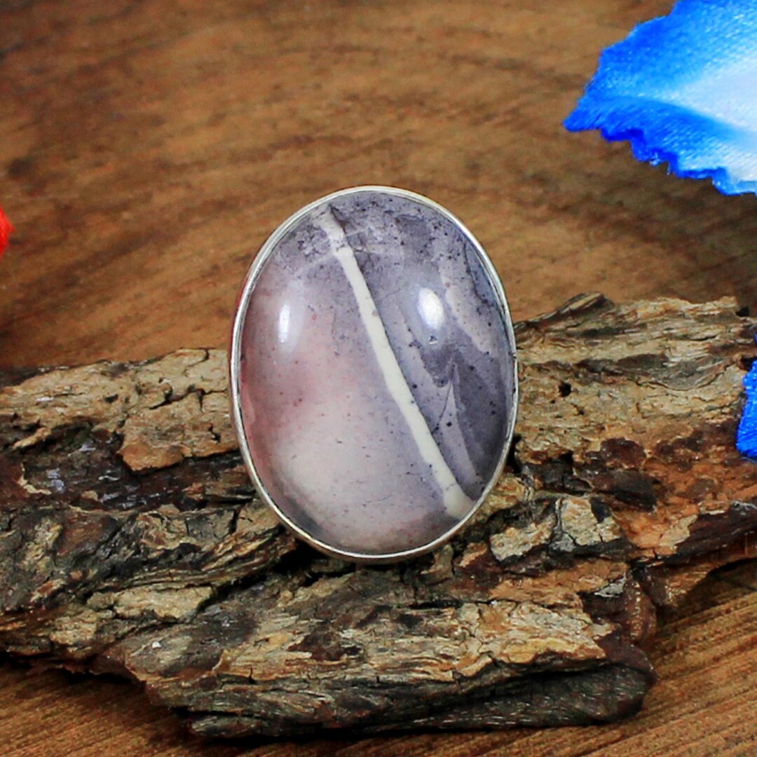 Handmade Sterling Silver Porcelain Jasper Ring - Unisex Bezel Design - Etsy