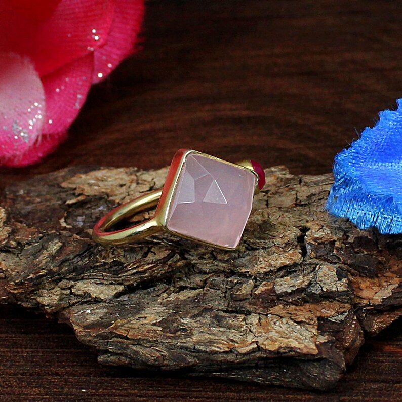 Rose Quartz Ring-adjustable Ring-fuchsia Chalcedony Ring-gold Plated ...